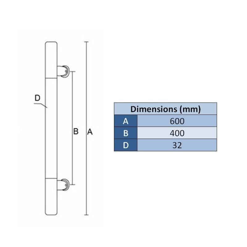 SATIN BRUSH Front Door Entrance Handle Pair 600 mm | Kirby Series ...